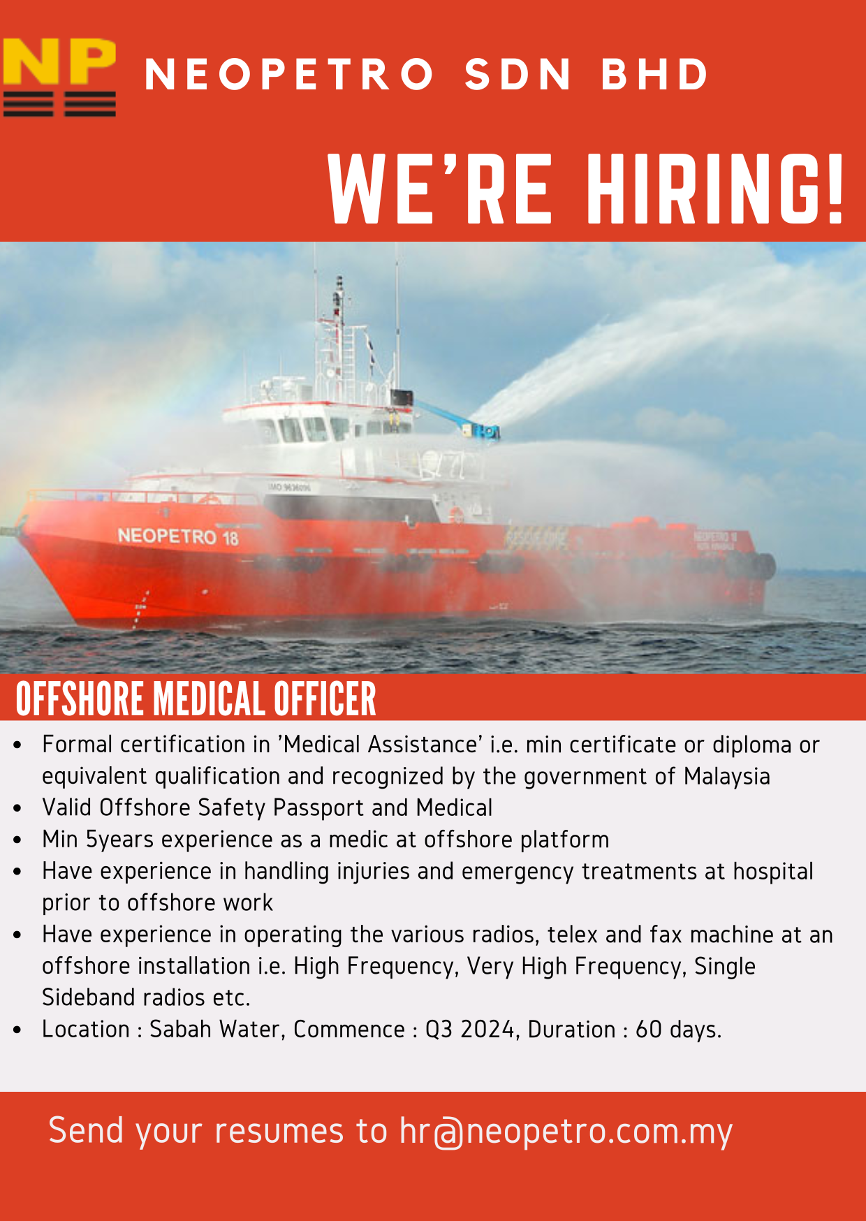 Career - Neopetro Offshore Support Vessels providers
